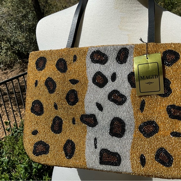 Magid | Bags | Magid Fully Beaded Animal Print Double Handle Handbag ...
